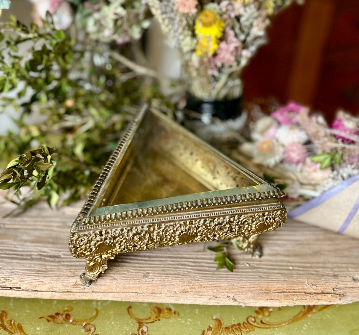 Antique Triangle Beveled Glass Rare Jewelry Box – Avigail Adam